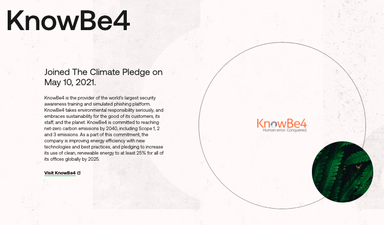 KnowBe4 Employees Take a Personal Climate Pledge